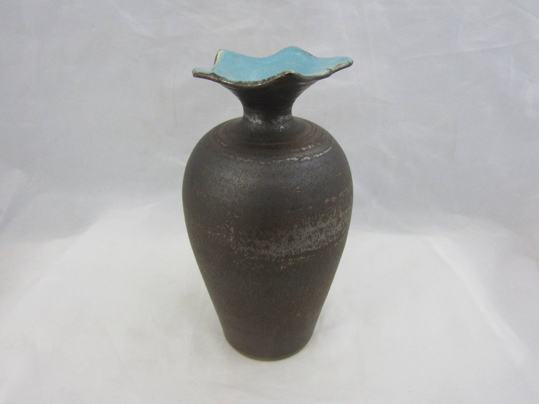 Studio Pottery Vase by Conwy Pottery, Wales. Brown Vase With Narrow ...