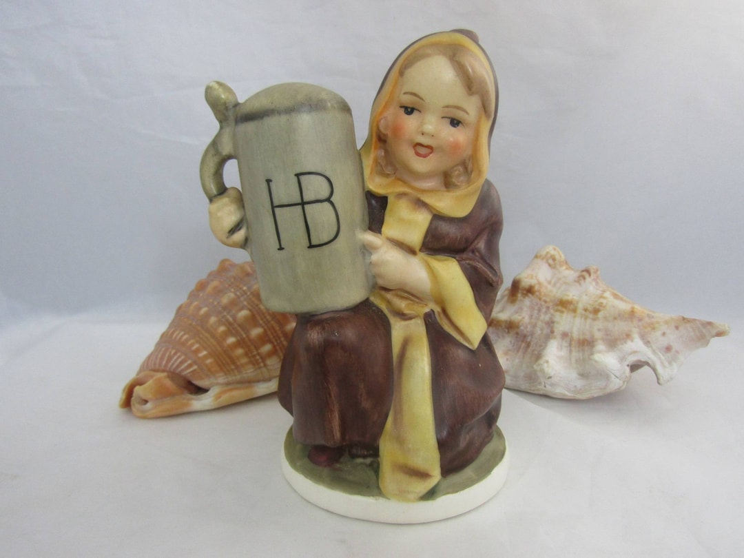 Friedel Figurine of Girl Holding Hoffbrau Tankard. Rare Advertising ...