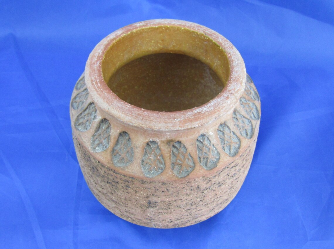 Swedish Pottery Planter Unglazed Earthenware Pot With Textured | Etsy UK