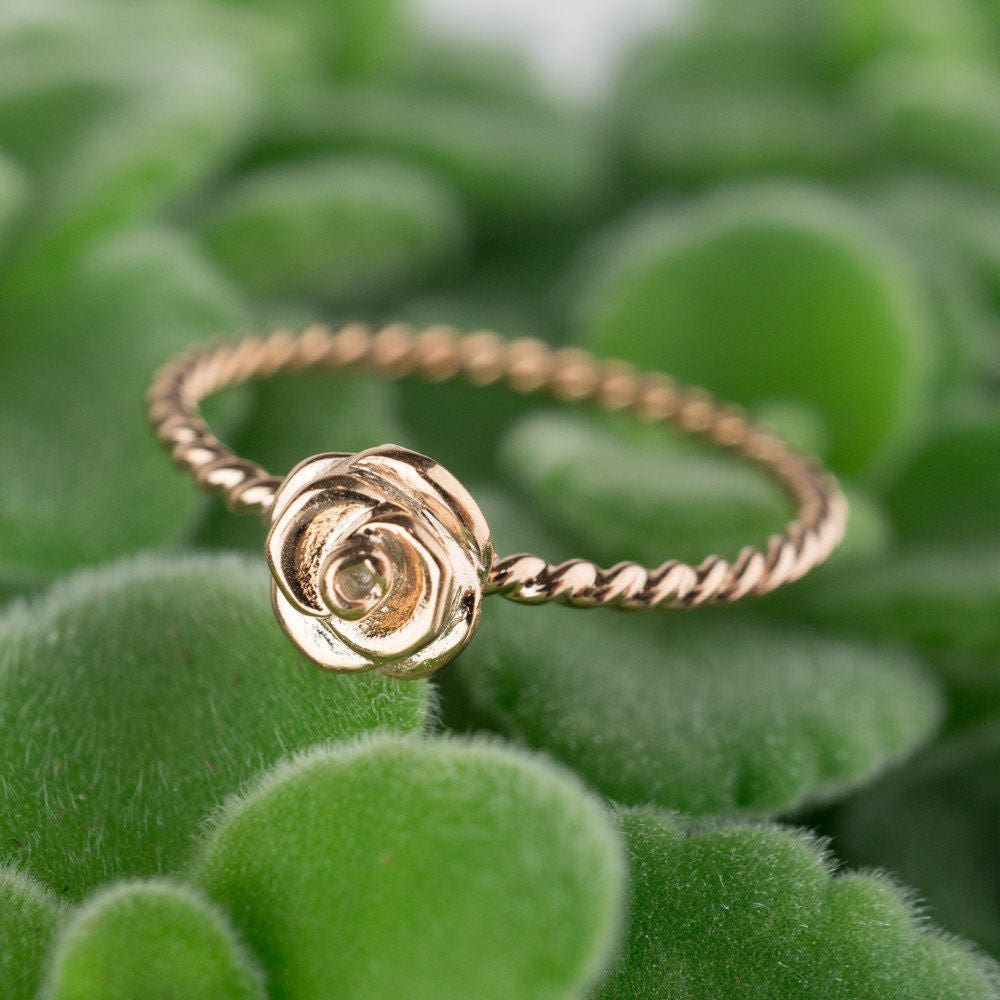SILVER ROSE RINGS Rose Gold Yellow Gold Twisted Rope Tiny - Etsy
