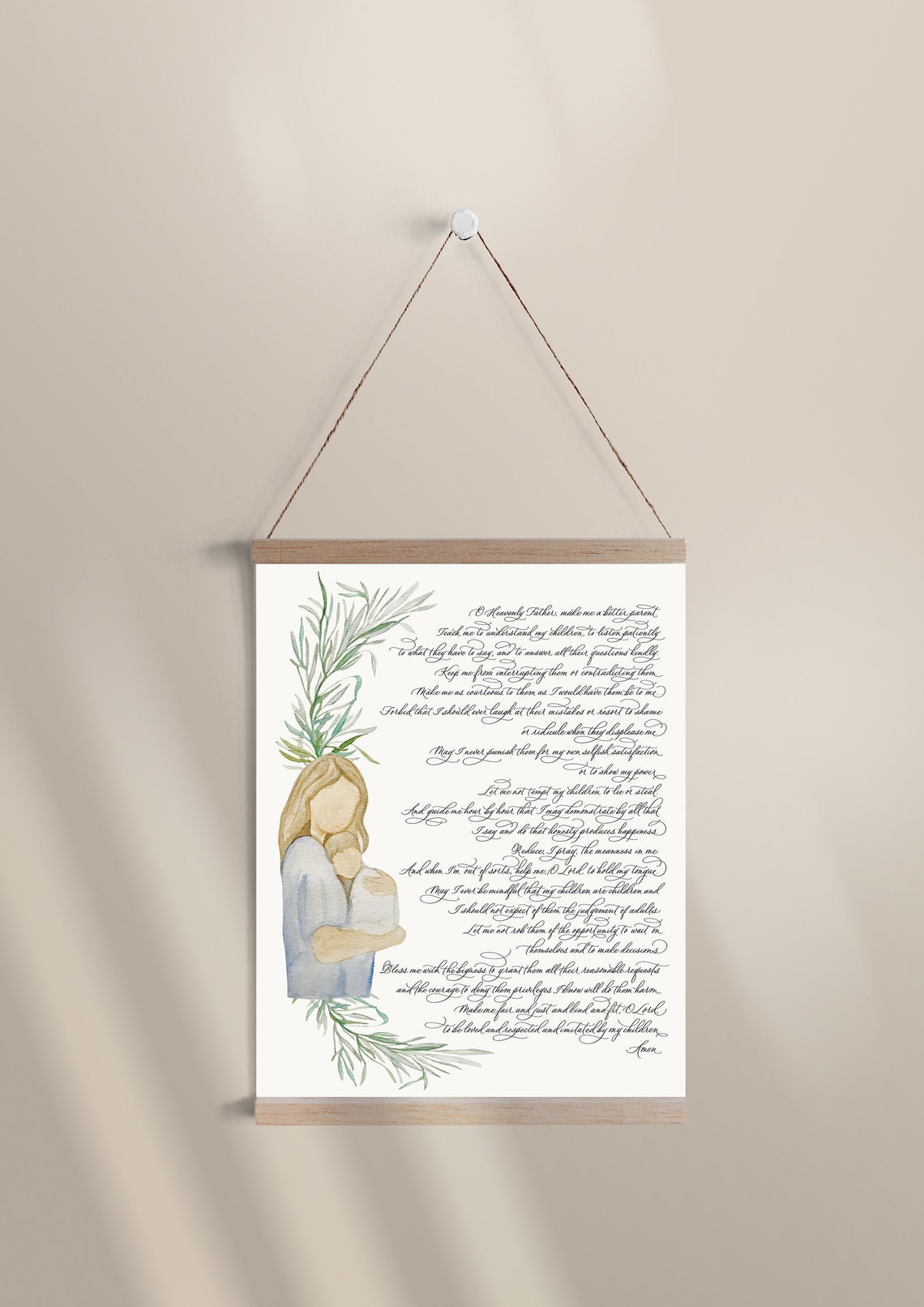 Parent's Prayer in Calligraphy and Watercolor Art Sizes - Etsy