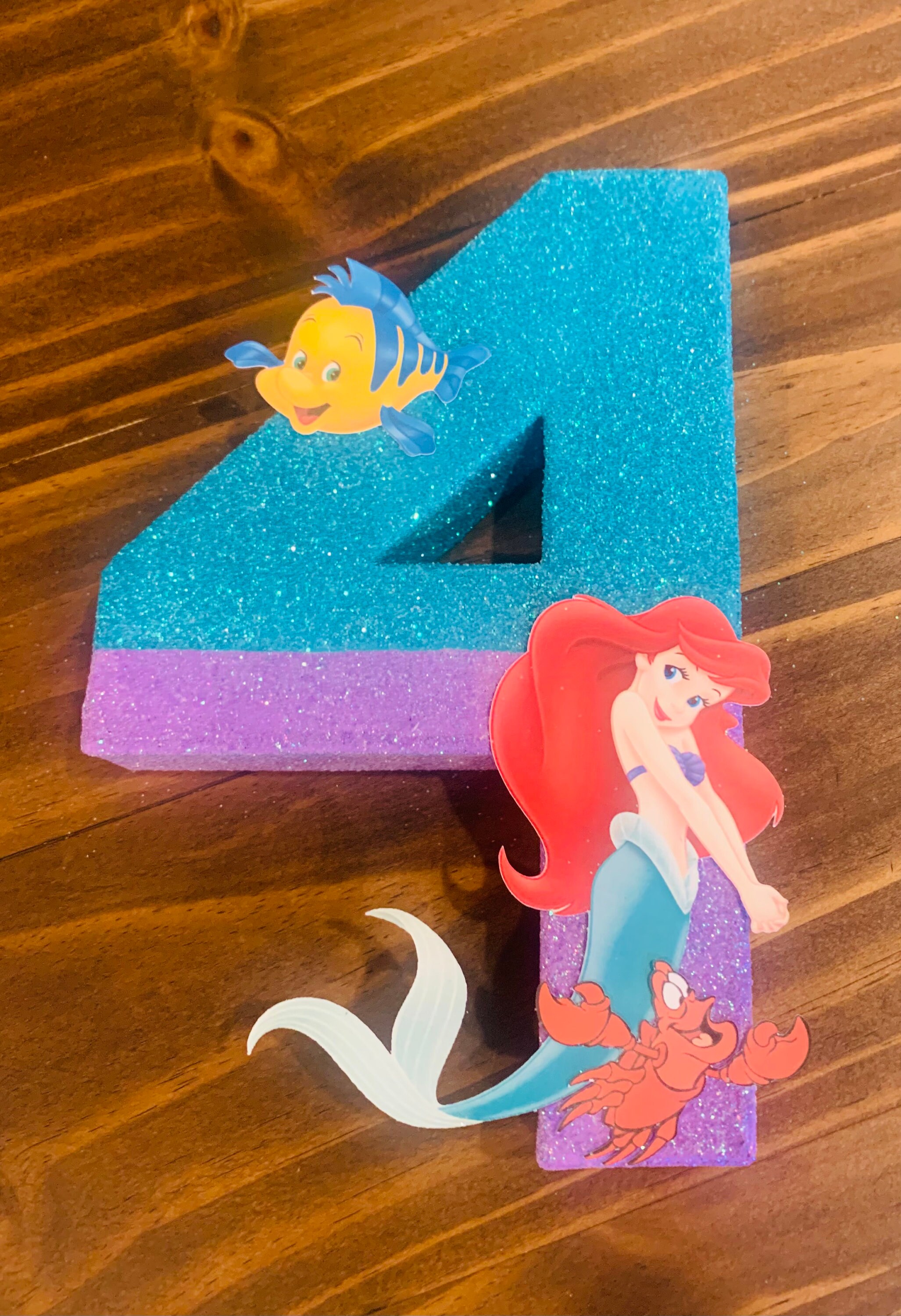 Little Mermaid Ariel Glittered Letter/number | Etsy