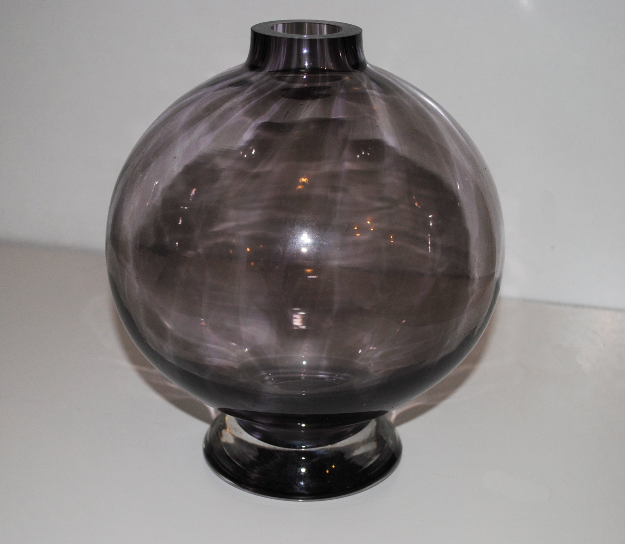 Midcentury Spherical Footed Glass Vase - Etsy