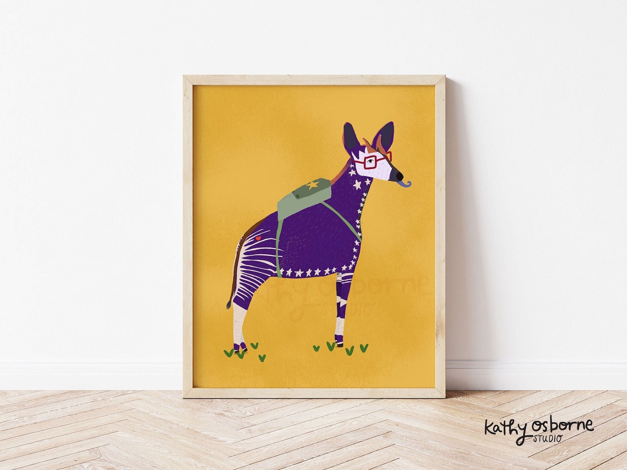 Cute Art Print: Okapi Illustration Art Quirky Whimsical Wall - Etsy