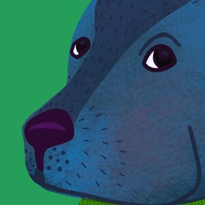 Pitbull Art Print: Whimsical Pibble in Green Sweater - Etsy