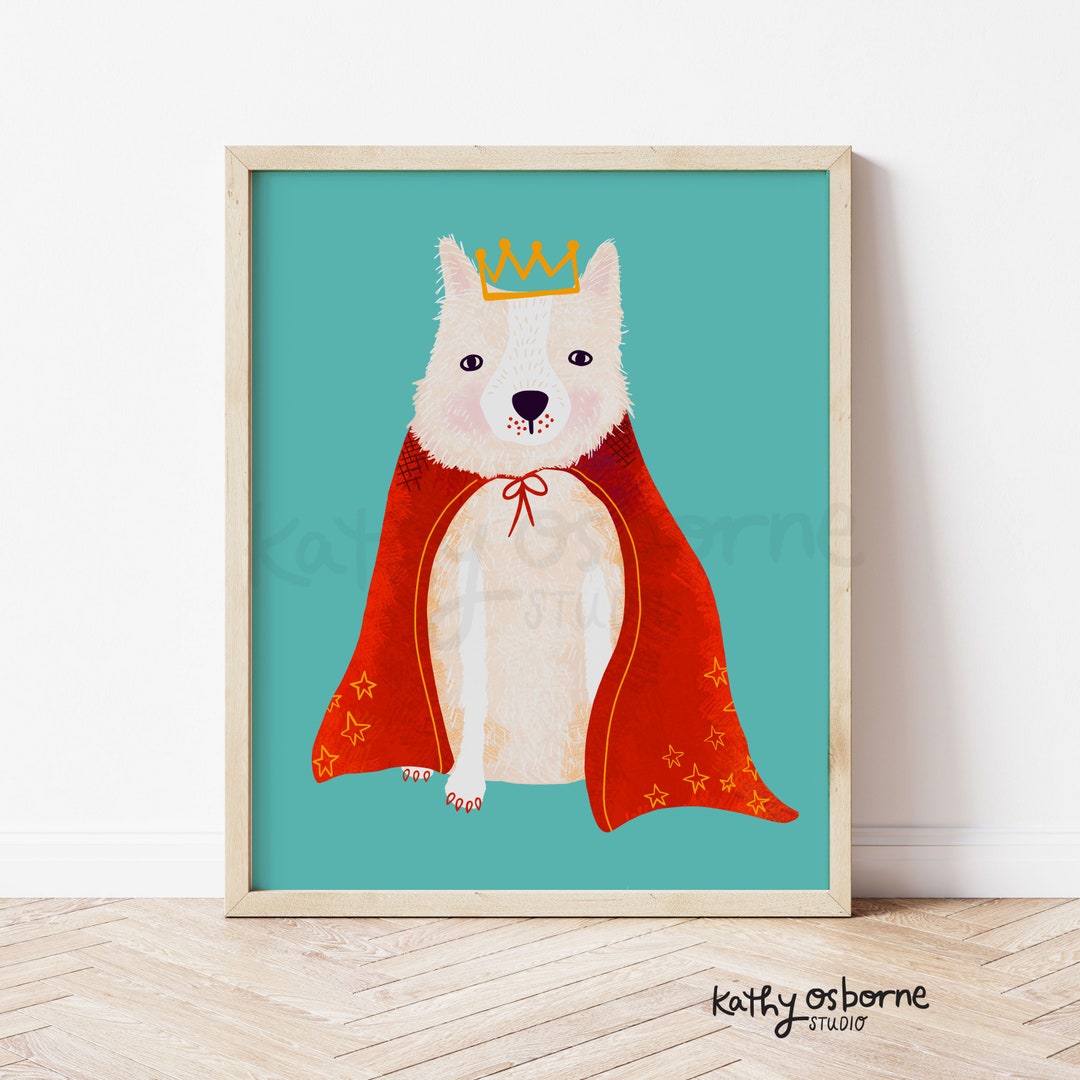 King Samoyed Art Print: Whimsical Dog Lover Decor - Etsy