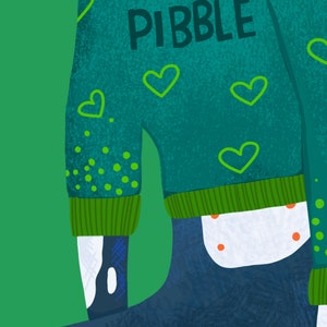Pitbull Art Print: Whimsical Pibble in Green Sweater - Etsy