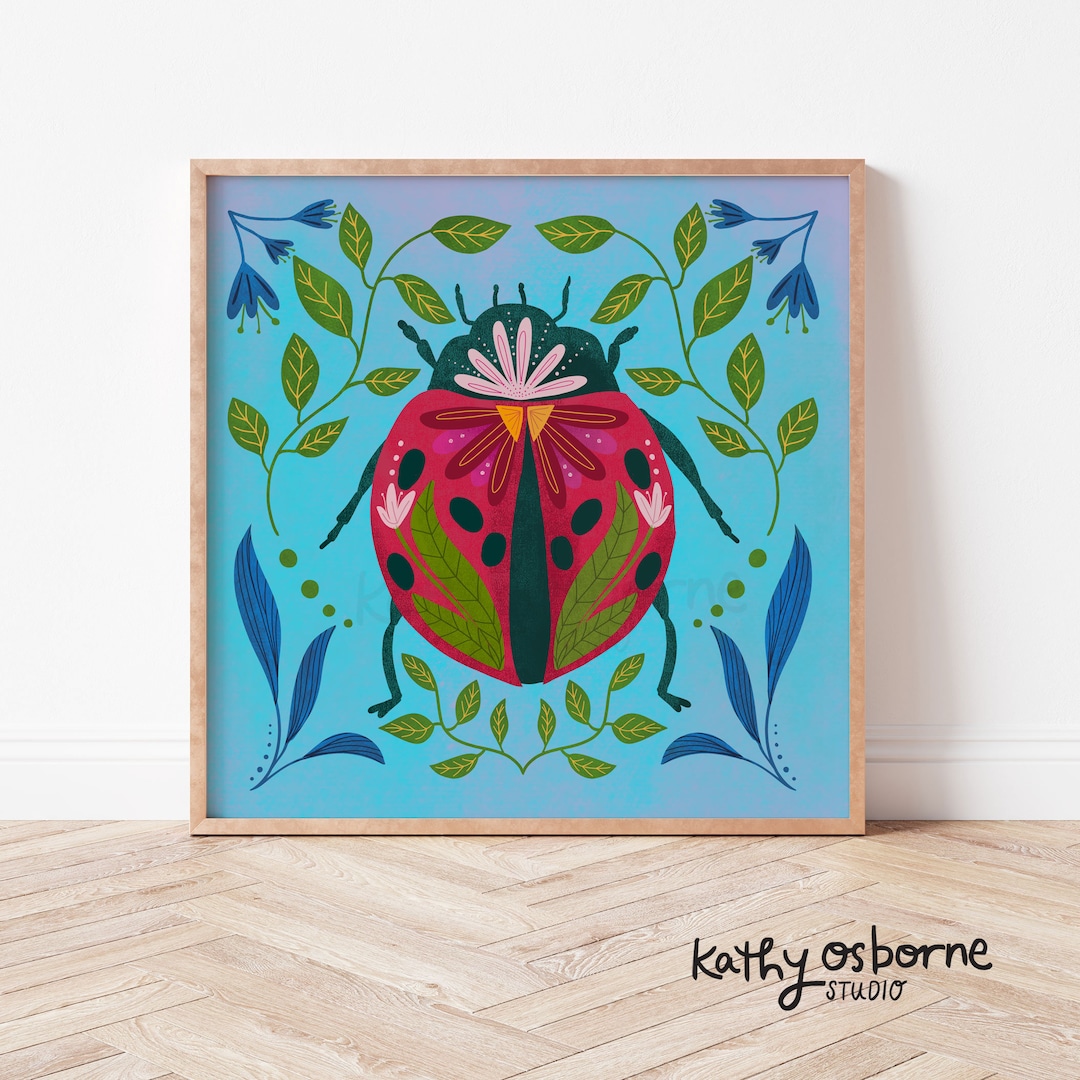 Ladybug Art Print: Whimsical Insect Illustration - Boho Wall Art - Etsy