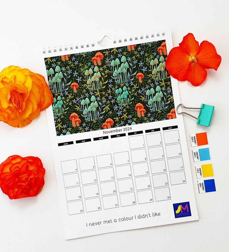 A4 Bright Floral Colourful 2024 Calendar. A Wall Planner With - Etsy