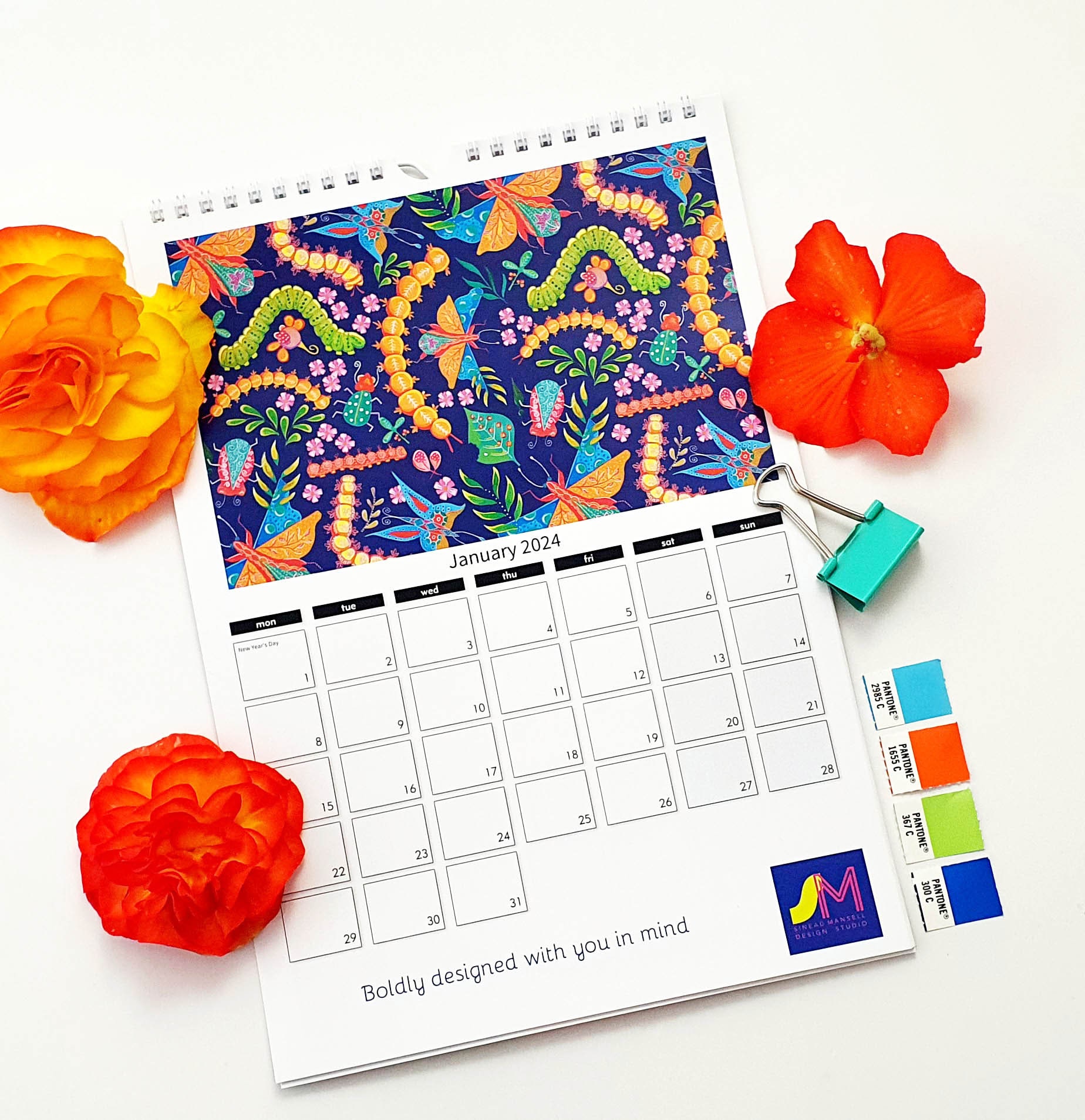 A4 Bright Floral Colourful 2024 Calendar. A Wall Planner With - Etsy