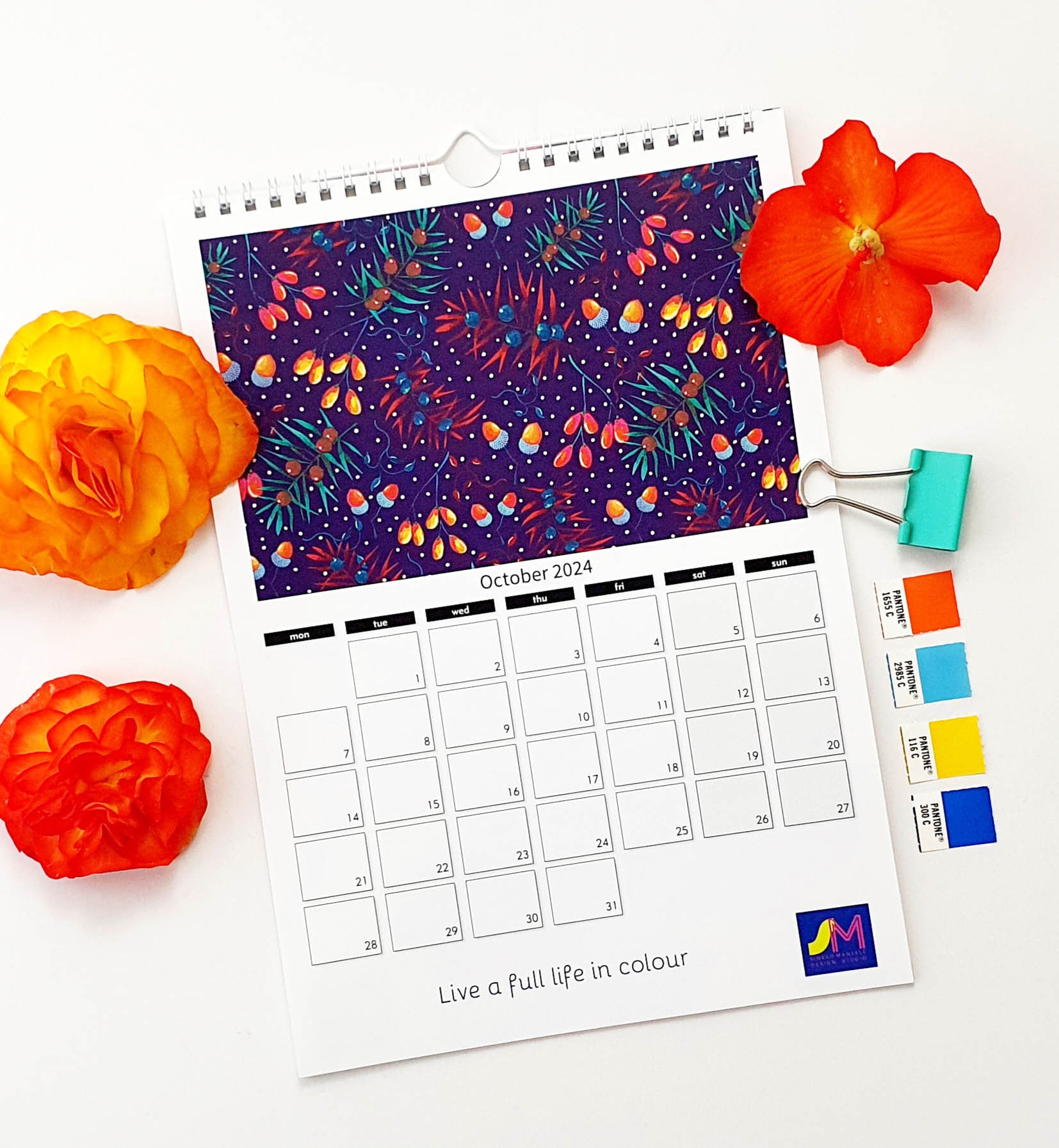 A4 Bright Floral Colourful 2024 Calendar. A Wall Planner With - Etsy