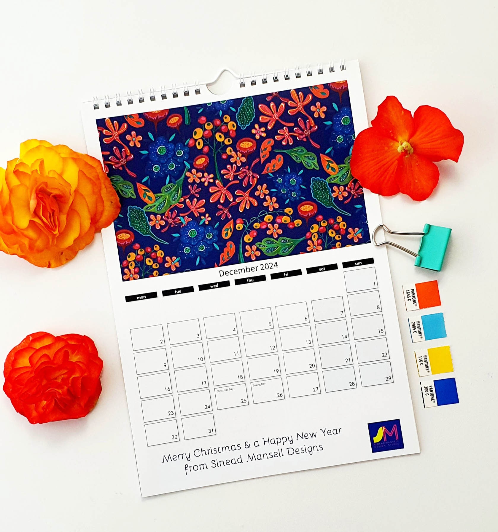 A4 Bright Floral Colourful 2024 Calendar. A Wall Planner With - Etsy