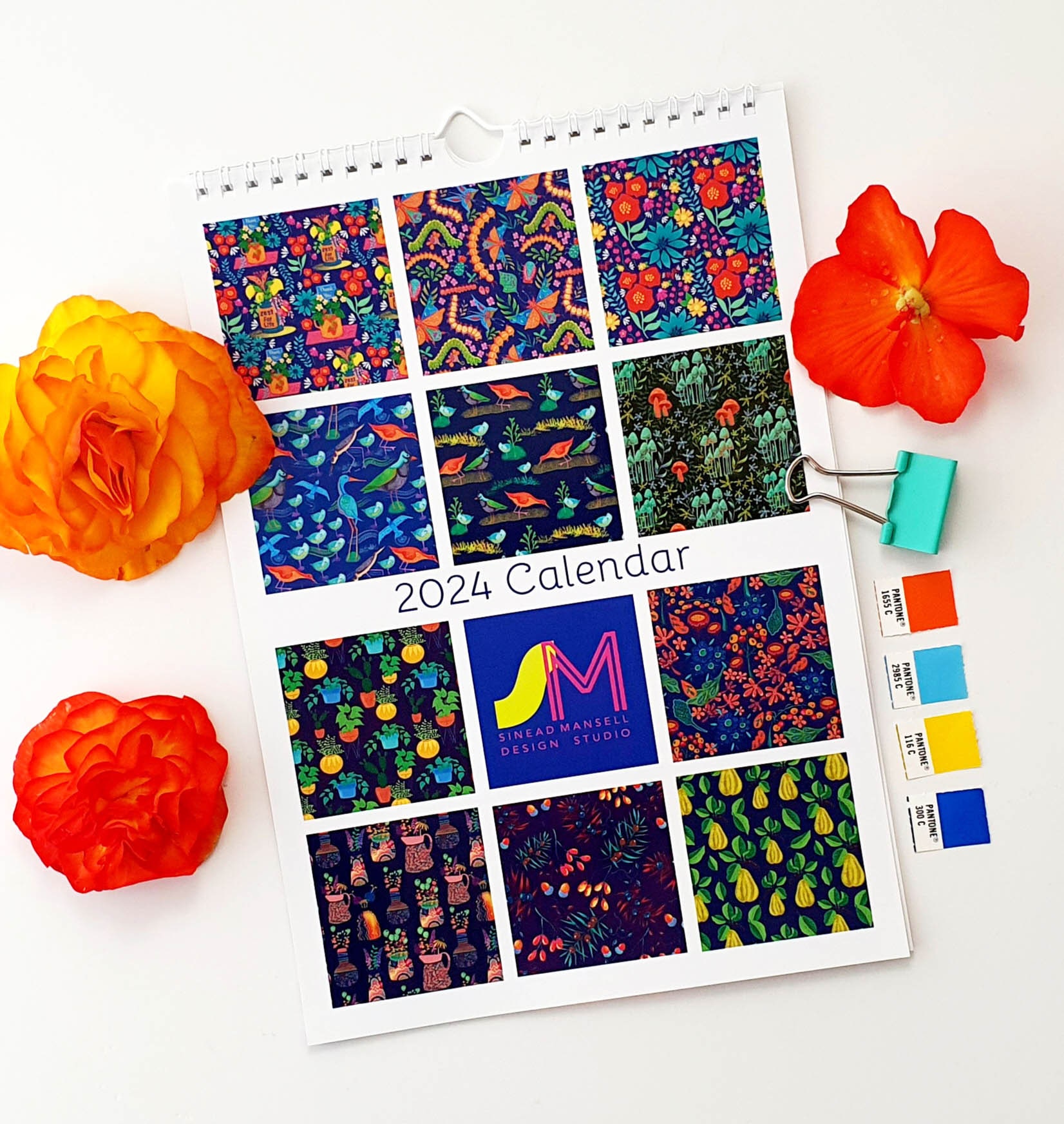 A4 Bright Floral Colourful 2024 Calendar. A Wall Planner With - Etsy