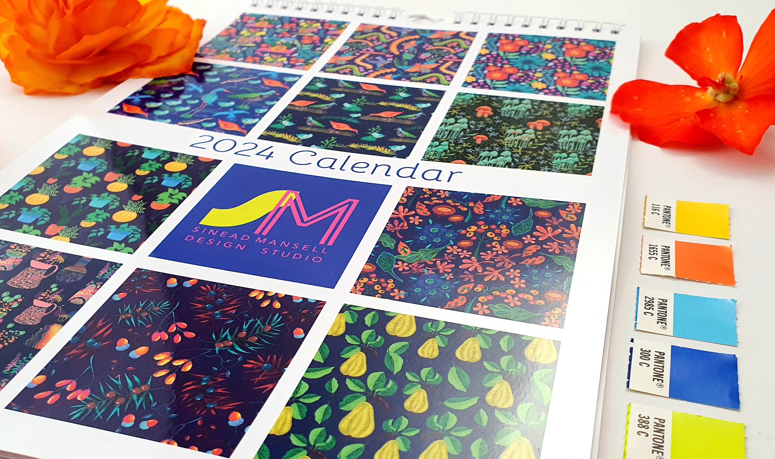 A4 Bright Floral Colourful 2024 Calendar. A Wall Planner With - Etsy