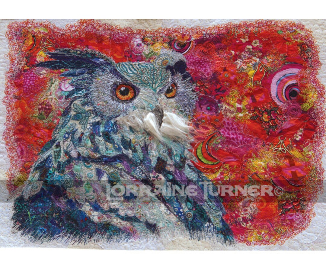 Eagle Owl Textile Art - Etsy