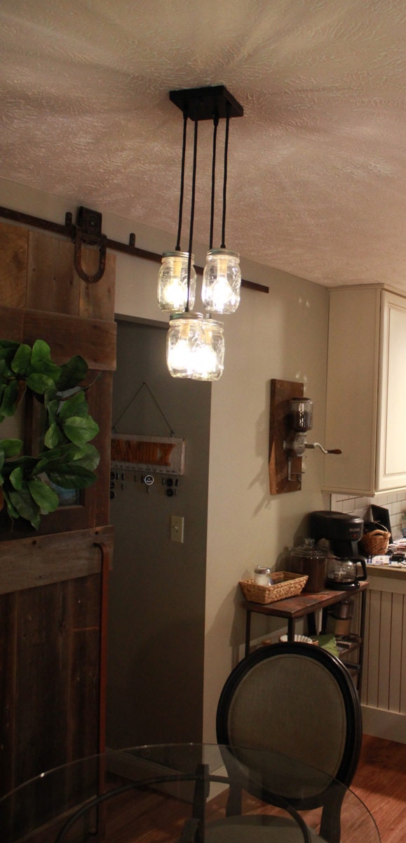 Mason Jar Light 4 Jar Hanging Pendant - Etsy