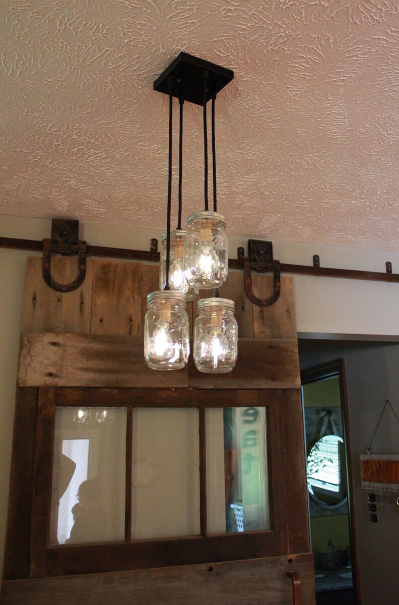 Mason Jar Light 4 Jar Hanging Pendant - Etsy