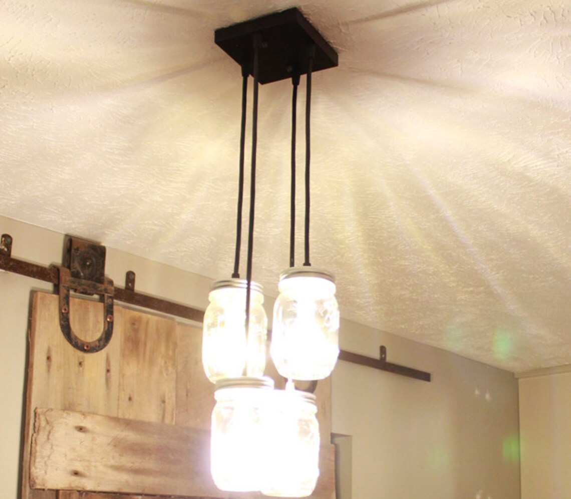 Mason Jar Light 4 Jar Hanging Pendant - Etsy