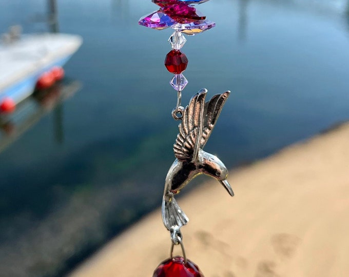 Hummingbird Crystal Suncatcher & Red Crystal Ball Sphere, High Quality ...