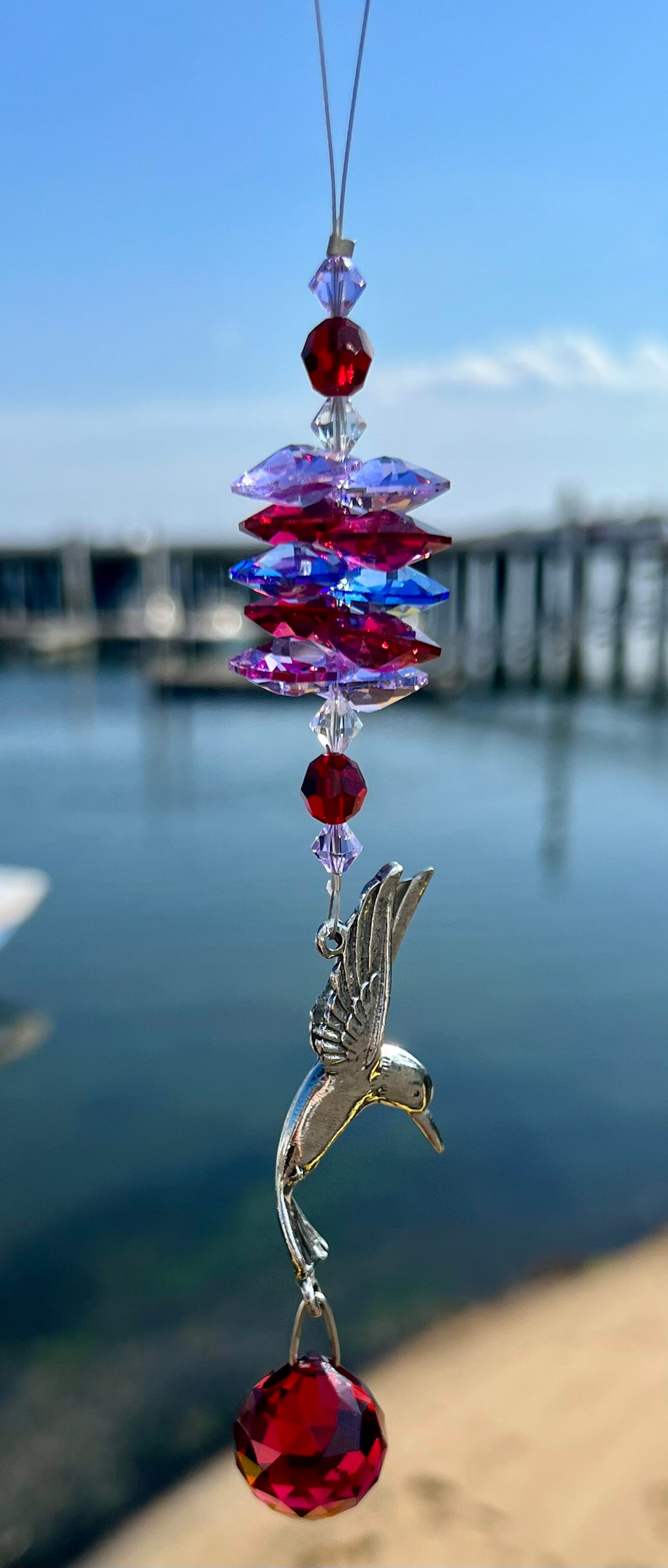 Hummingbird Crystal Suncatcher & Red Crystal Ball Sphere, High Quality ...