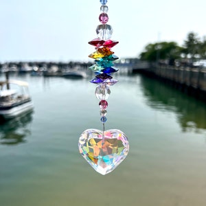 Shimmering Crystal Heart Suncatcher, Colorful Rainbow Colored AUSTRIAN ...