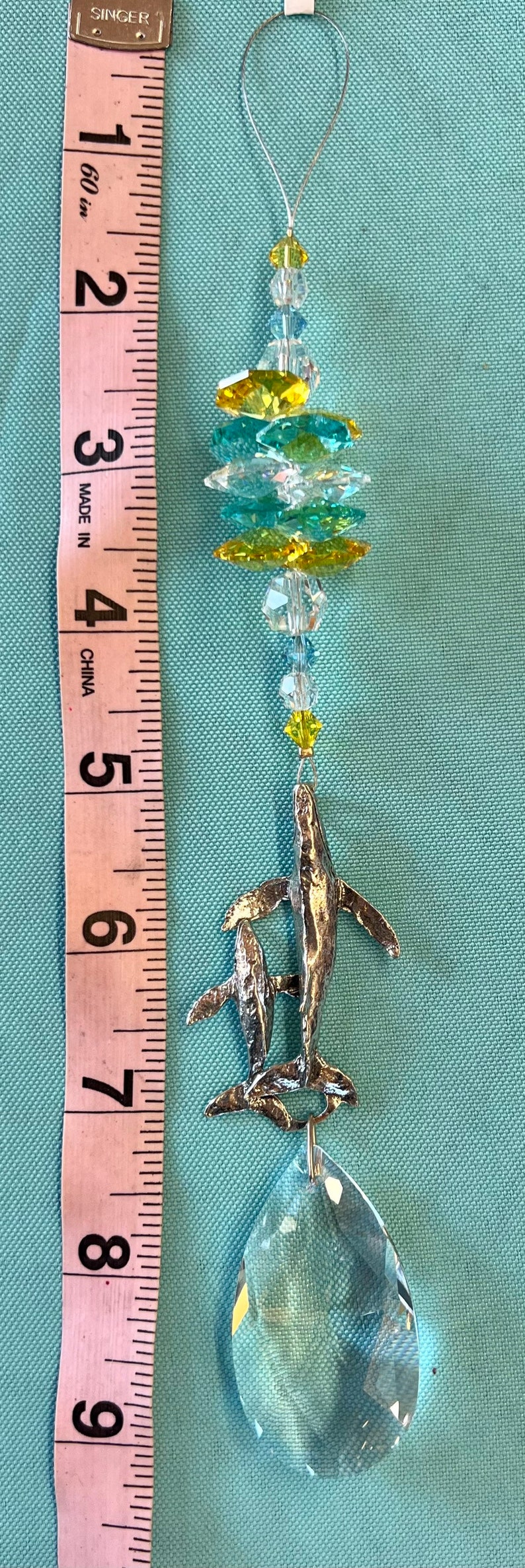 Pewter Humpback Whales & Austrian Crystal Sun Catcher Rainbow Maker ...