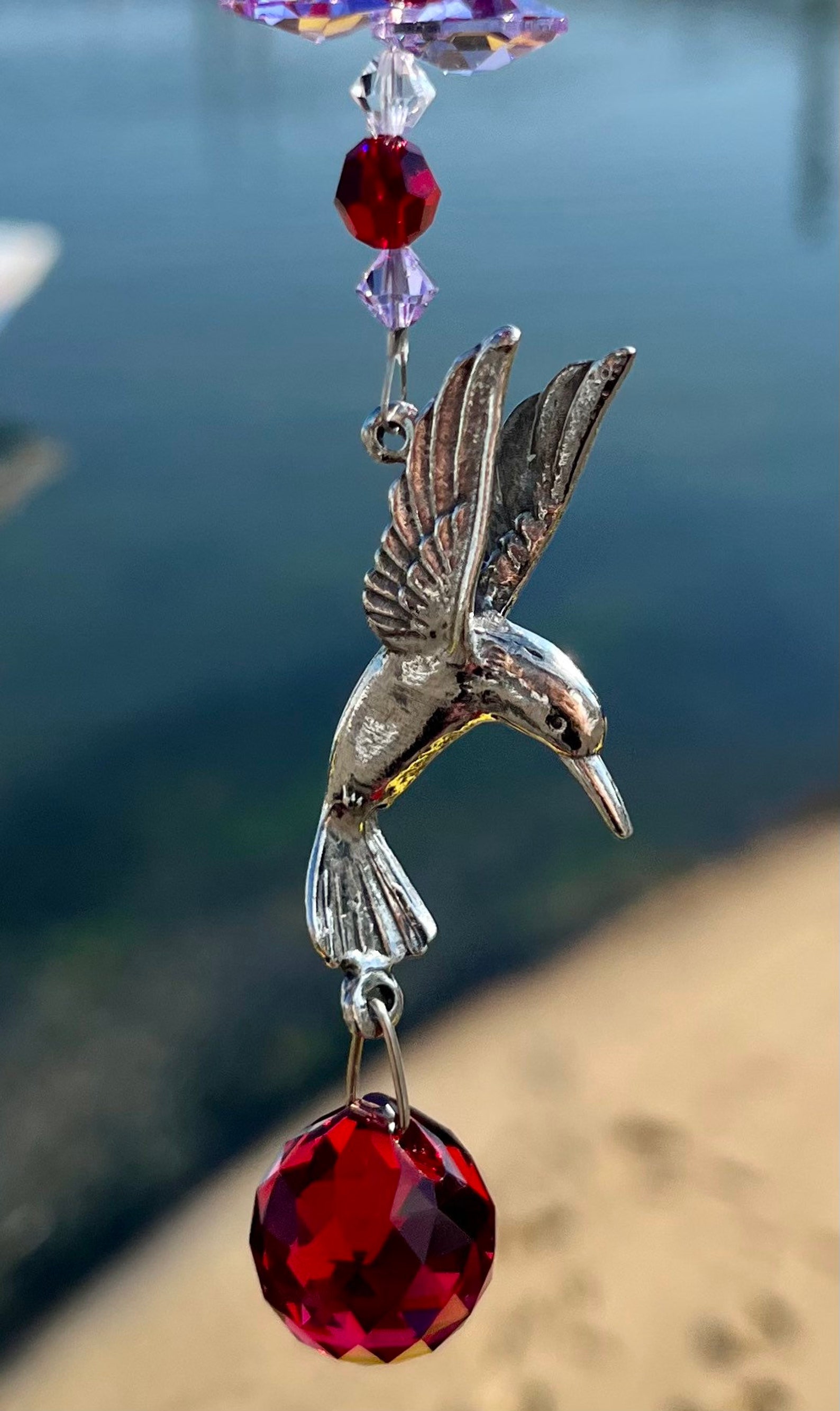 Hummingbird Crystal Suncatcher / Red Crystal Ball Sphere / High Quality ...