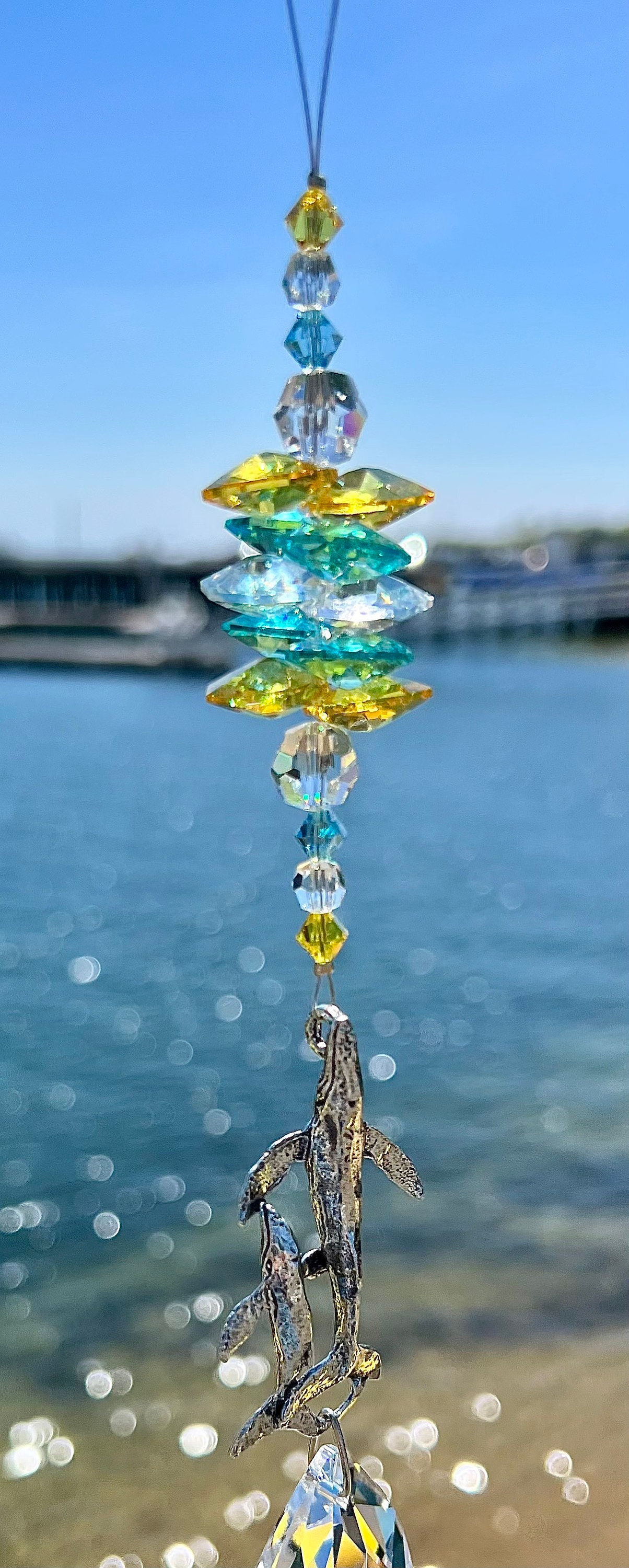 Pewter Humpback Whales & Austrian Crystal Sun Catcher Rainbow Maker ...