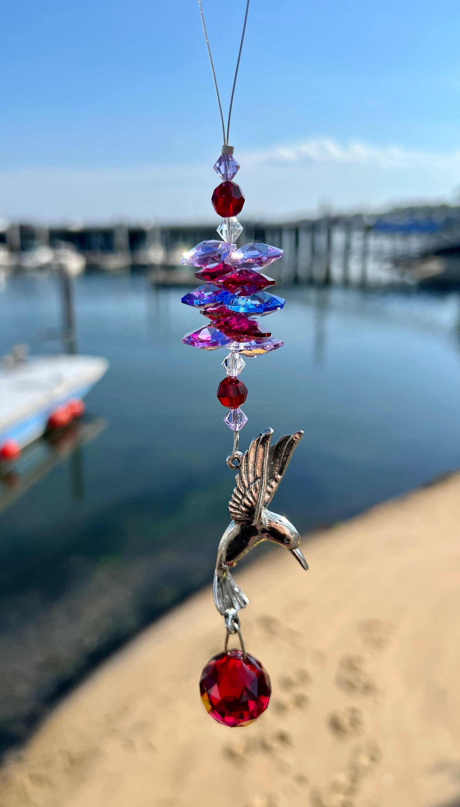 Hummingbird Crystal Suncatcher & Red Crystal Ball Sphere, High Quality ...