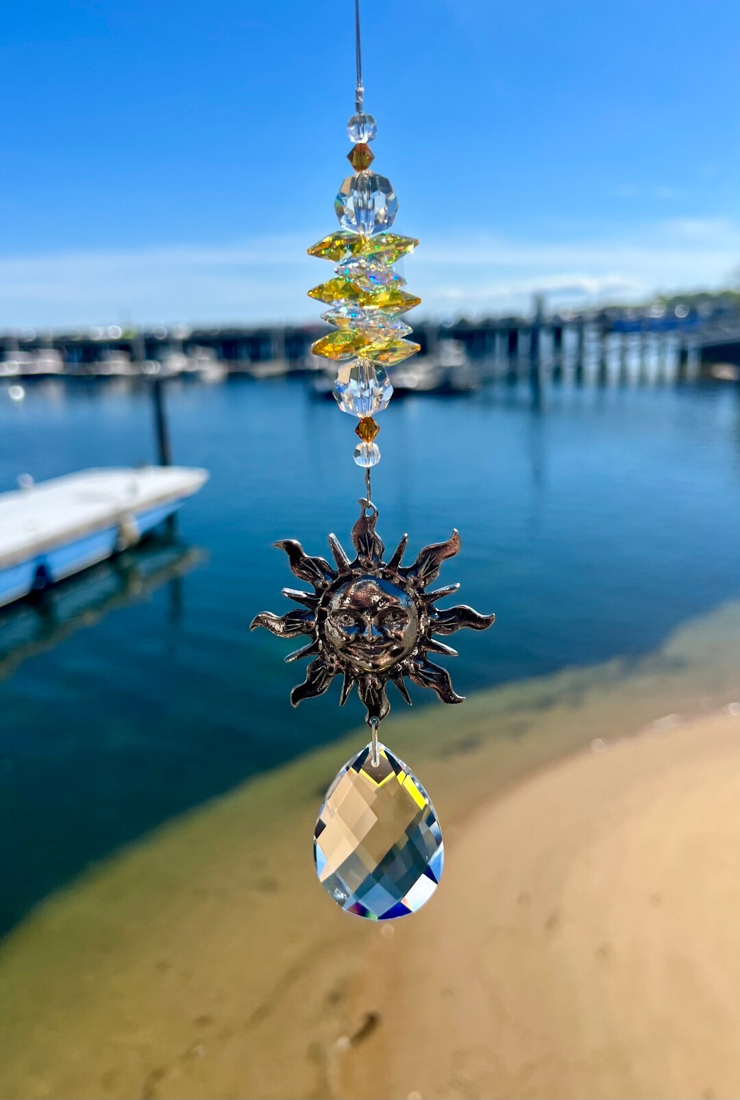 Pewter Sun Face & Swarovski Crystal Sun Catcher Rainbow - Etsy