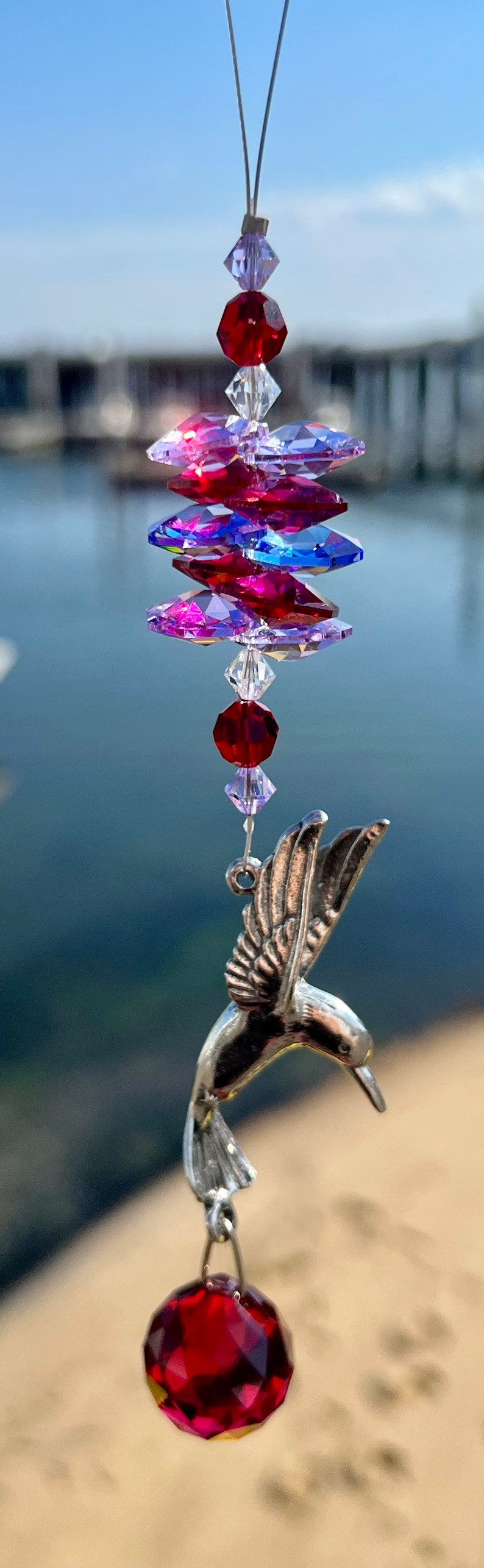 Hummingbird Crystal Suncatcher & Red Crystal Ball Sphere, High Quality ...