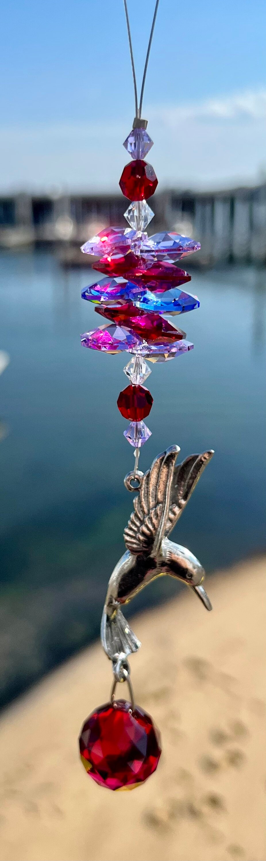 Hummingbird Crystal Suncatcher & Red Crystal Ball Sphere, High Quality ...