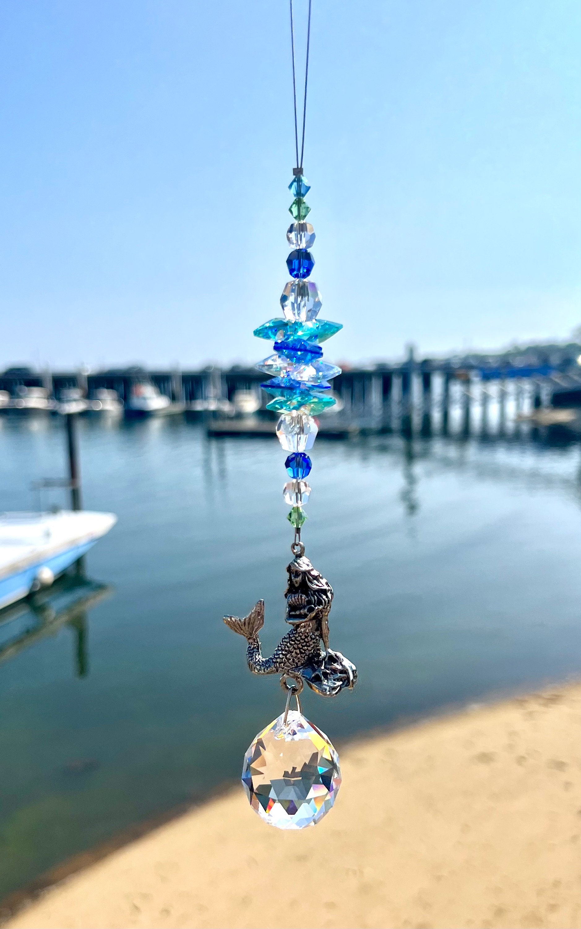Mermaid Crystal Suncatcher With High Quality Blue Green AUSTRIAN ...