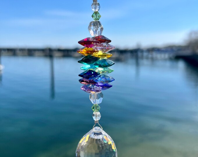 Colorful Crystal Suncatcher With Multi-faceted Crystal Ball Sphere ...