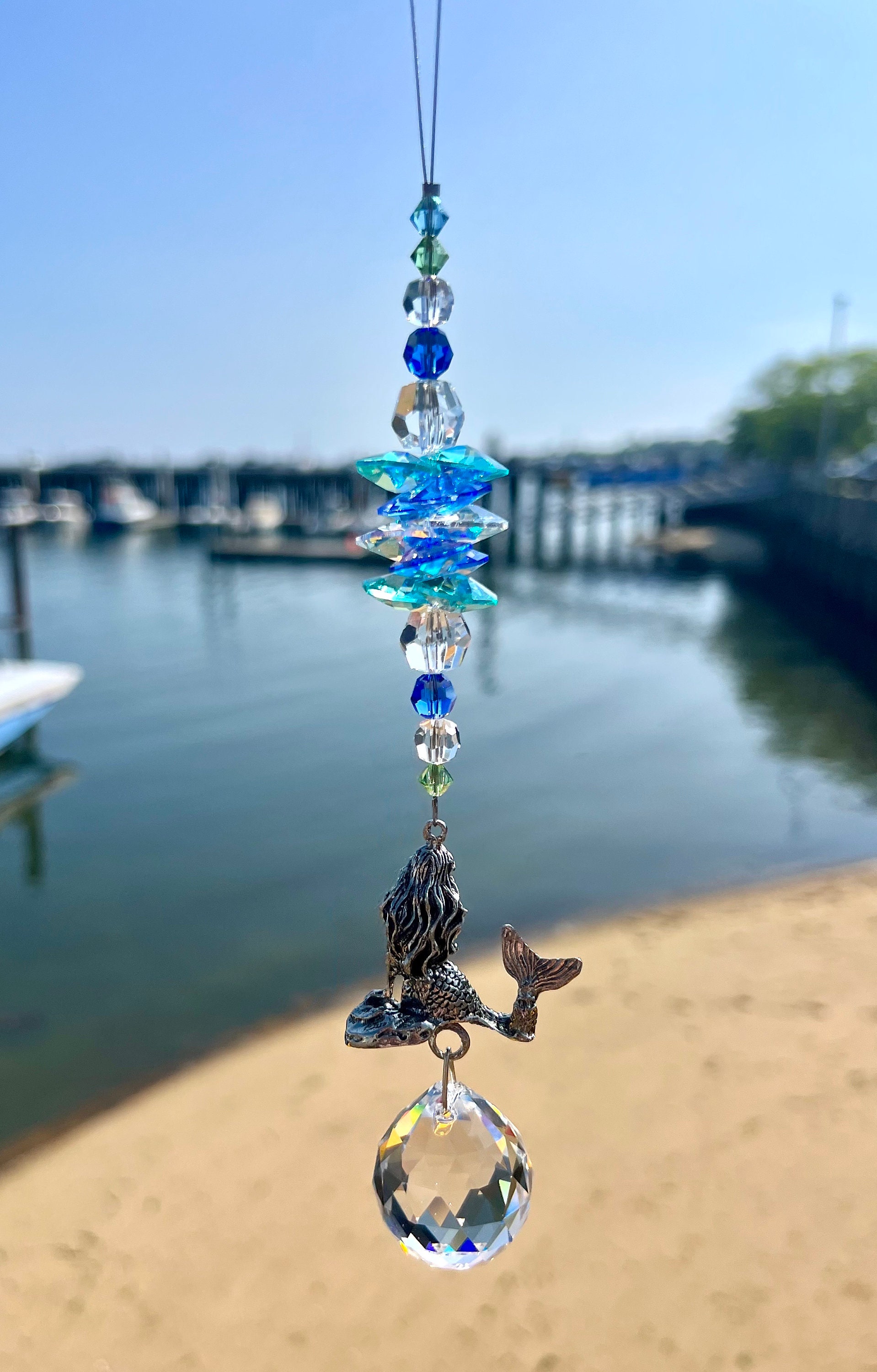 Mermaid Crystal Suncatcher With High Quality Blue Green AUSTRIAN ...