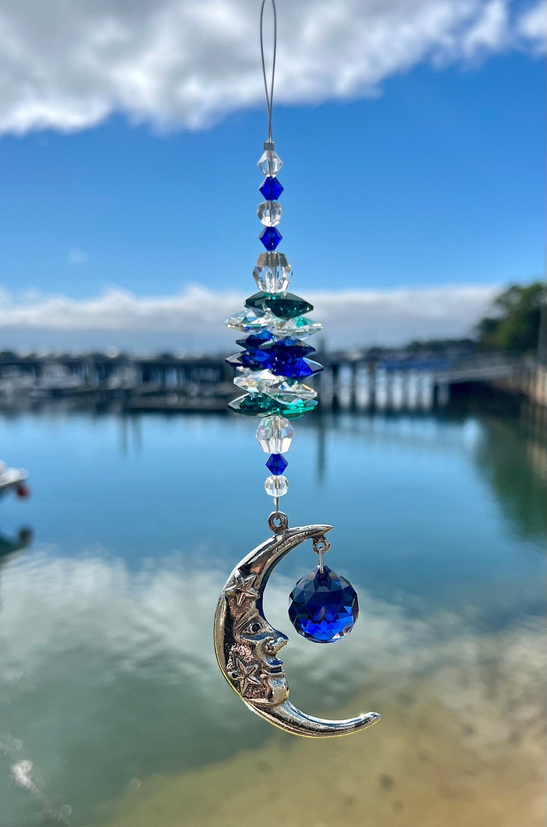 Moon Crystal Suncatcher & Blue Crystal Ball Sphere, High Quality ...