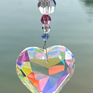 Shimmering Crystal Heart Suncatcher, Colorful Rainbow Colored AUSTRIAN ...