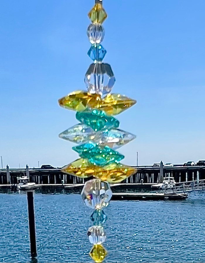 Pewter Humpback Whales & Austrian Crystal Sun Catcher Rainbow Maker ...