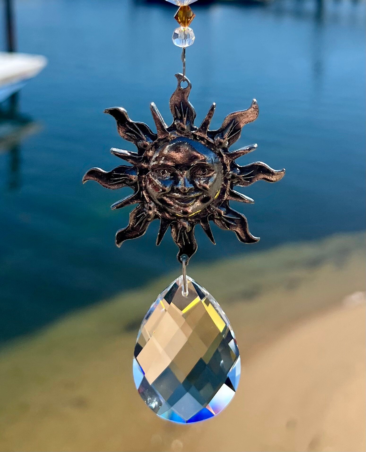 Pewter Sun Face & Swarovski Crystal Sun Catcher Rainbow - Etsy