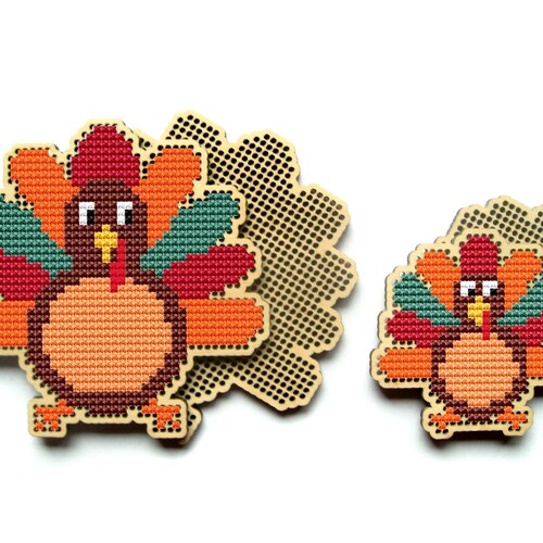 Thanksgiving Day Turkey Cross Stitch Blank Wooden Cross - Etsy