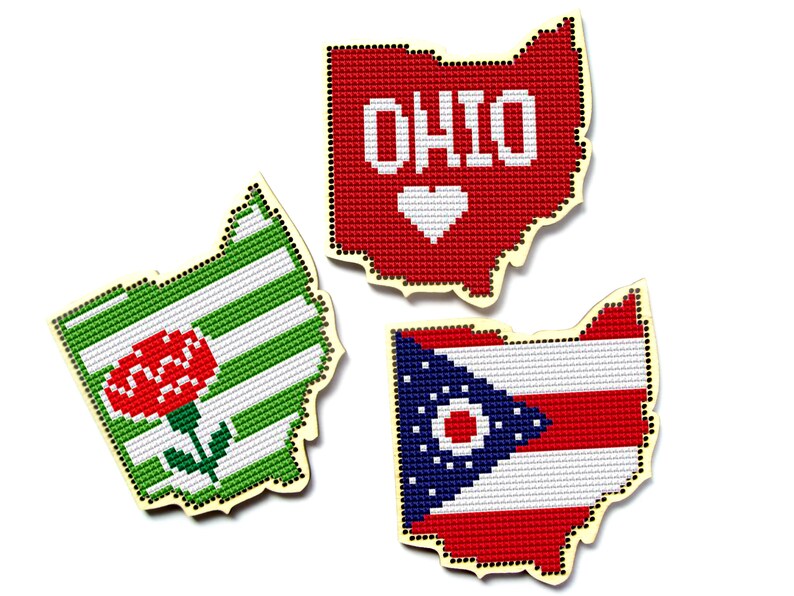 Ohio Wooden Perforated Map. State Cross Stitch Blank. United States ...