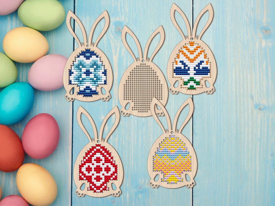 Easter Cross Stitch Blank, Easter Bunny Cross Stitch Pattern, Wood ...