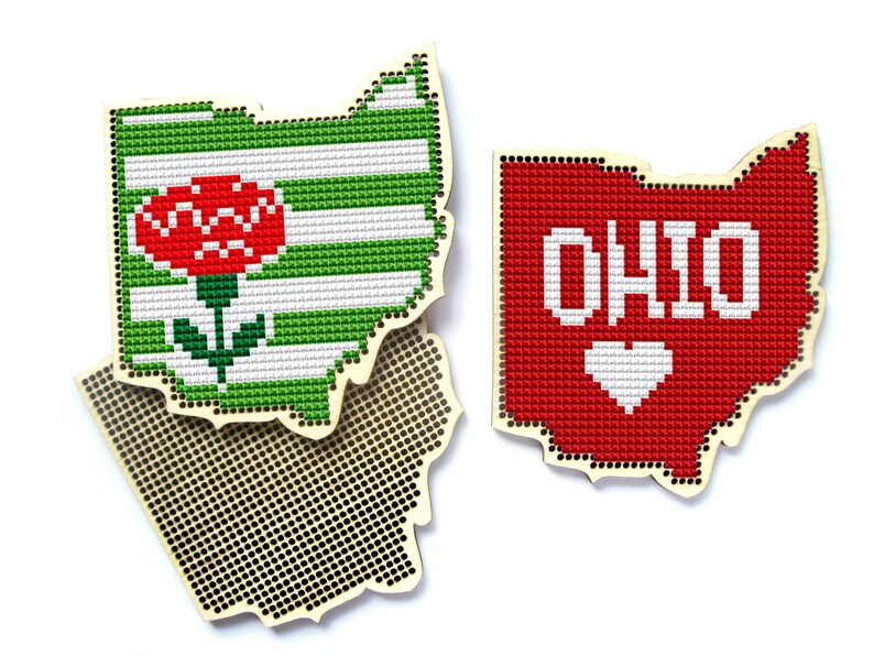 Ohio Wooden Perforated Map. State Cross Stitch Blank. United States ...