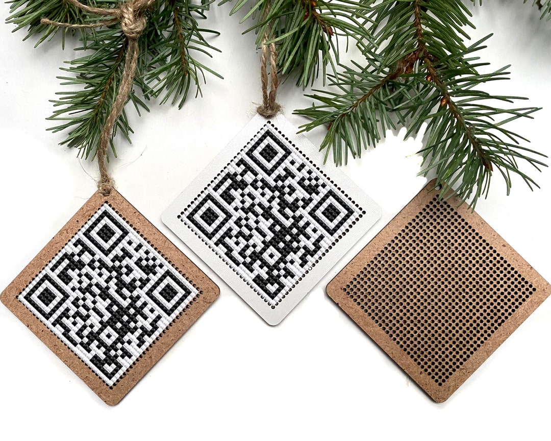 Santa Tracker Cross Stitch QR Code, Christmas Tree Ornament, Christmas ...