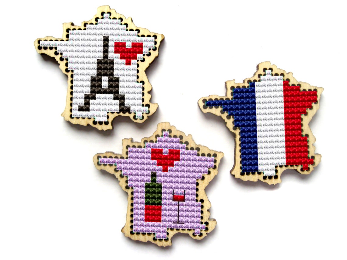 France Wooden Cross Stitch Blank. Perforated Stitchable Map. Country ...