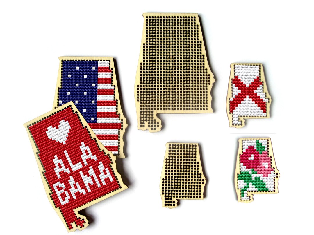 Alabama Wooden Cross Stitch Blank. United States Cross Stitch ...