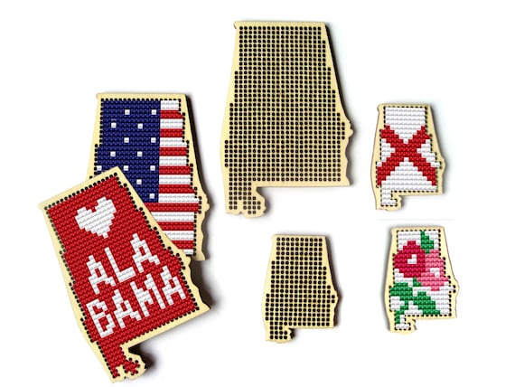 Alabama Wooden Cross Stitch Blank. United States Cross Stitch. | Etsy