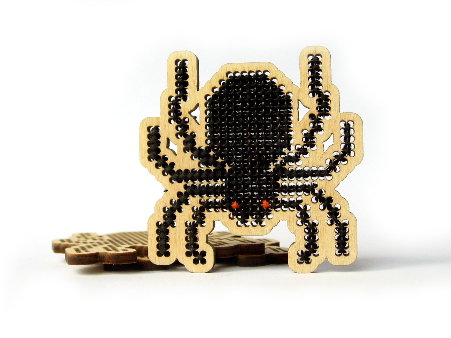 Spider Wood Cross Stitch Halloween Cross Stitch Ornament DIY | Etsy