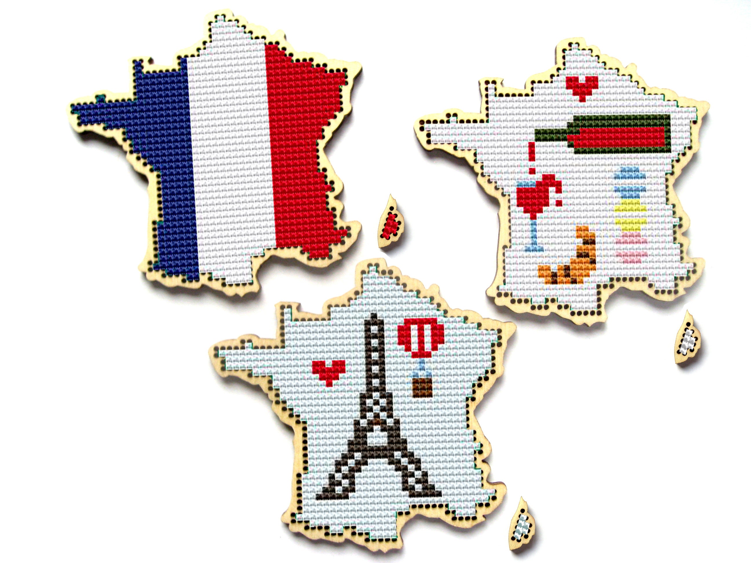 France Wooden Cross Stitch Blank. Perforated Stitchable Map. Country ...