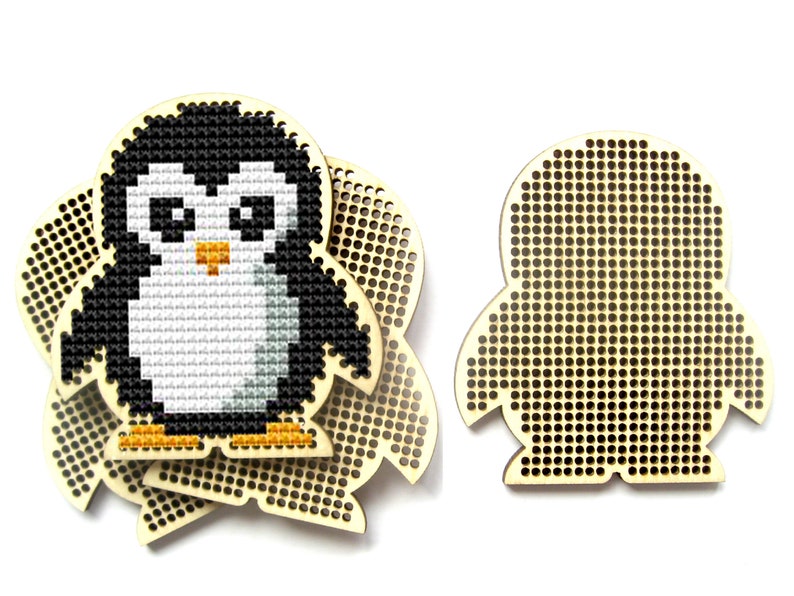 Penguin Cross Stitch Pattern Penguin Wood Cross Stitch | Etsy